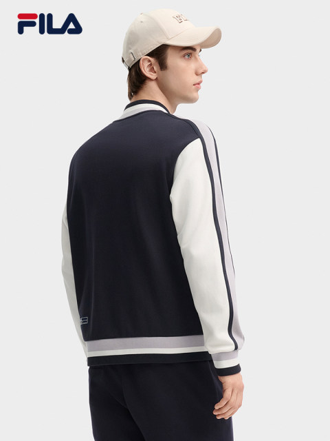 FILA official men's knitted long-sleeved jacket 2024 winter new style ...
