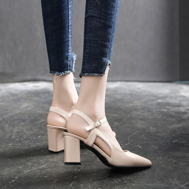 Strap high heels small size 313233 Baotou sandals women's summer mid ...