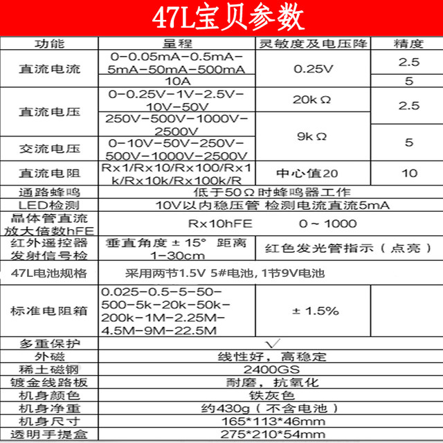 Nanjing Tianyu MF47L external magnetic pointer universal meter ...
