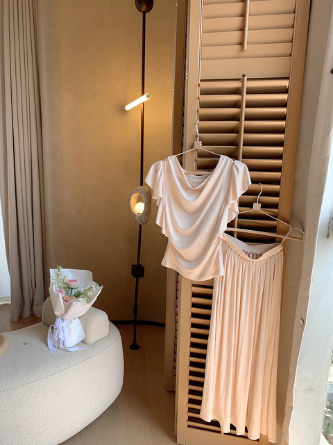 Zhao Baoni Ballet Style Rayon Draped Top and Skirt Two-Piece Set for ...