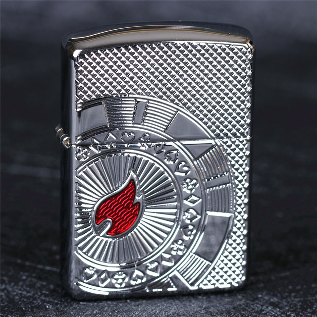 Zippo kerosene windproof lighter American original chrome armor machine ...