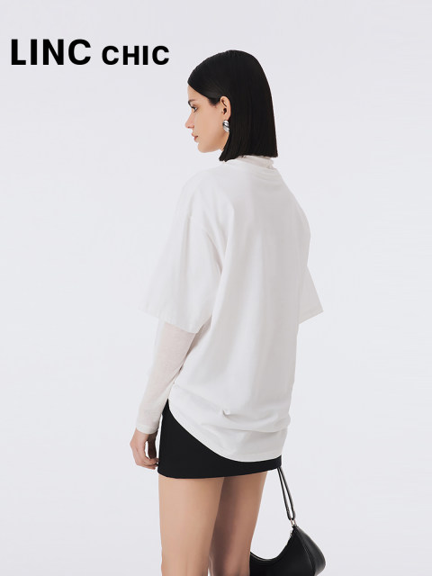 Lincchic Jin Yujie short -sleeved T -shirt women's silhouette white ...