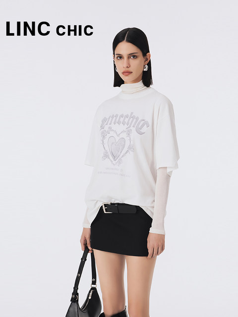 Lincchic Jin Yujie short -sleeved T -shirt women's silhouette white ...