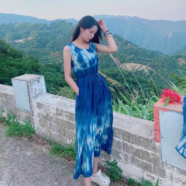 Yiche tie-dye original design handmade plant blue dyeing grass dyeing ...
