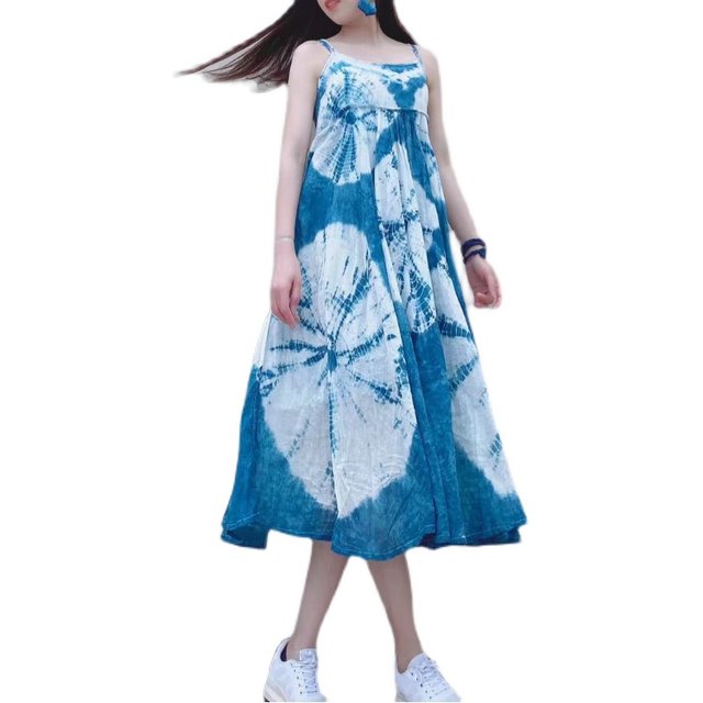 Yiche tie-dye original design handmade plant blue dyed pure cotton ...