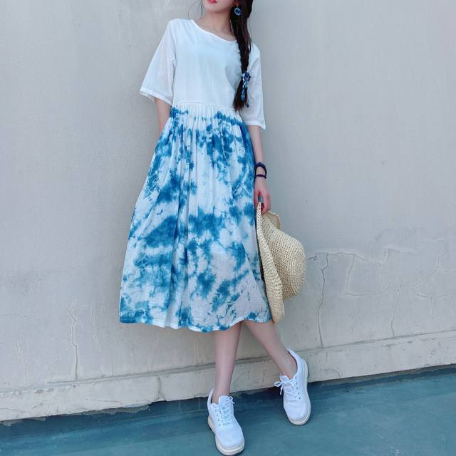 Yiche tie-dye original design handmade plant blue dyeing grass dyeing ...