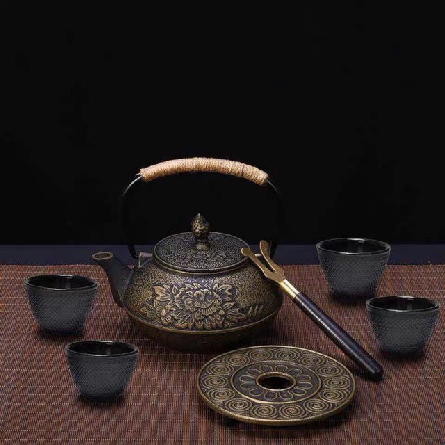 Peony casting iron pot without coating boiled kettle tea boiler ...