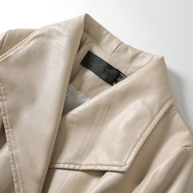 Haining leather female long jacket lace waist cotton sheepskin female ...