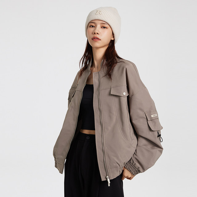 RAPPEYE patch pocket American retro short baseball jacket top autumn ...