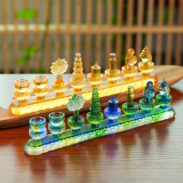 Collection of Eight Ancient Glazed Offerings, Eight Auspicious Objects ...