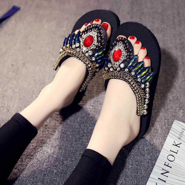 Rhinestone super soft lambskin herringbone sandals for women 2024 new ...