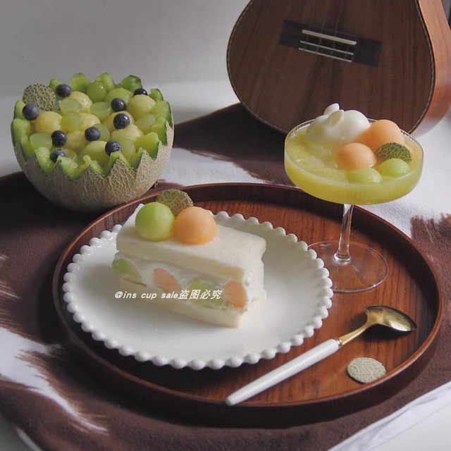 INS Japanese -style round wooden tray tea tray cafe tea plate telescopy ...