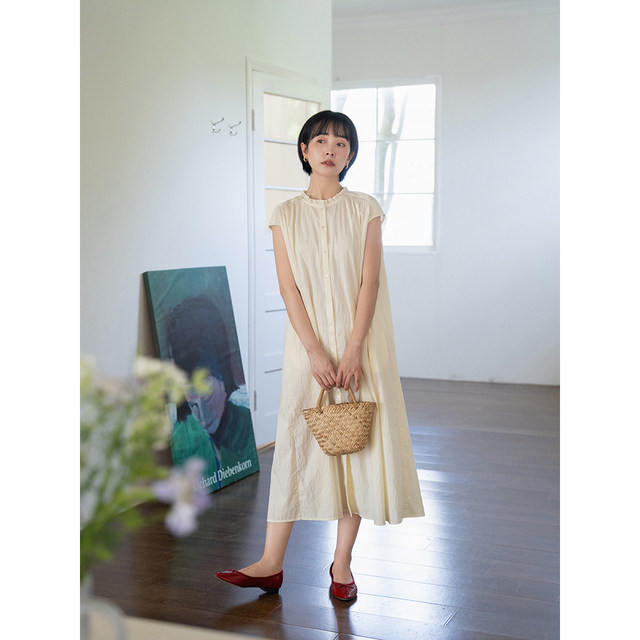 Mo Li TheMaury Summer French -style high -waist stand -up dress retro ...