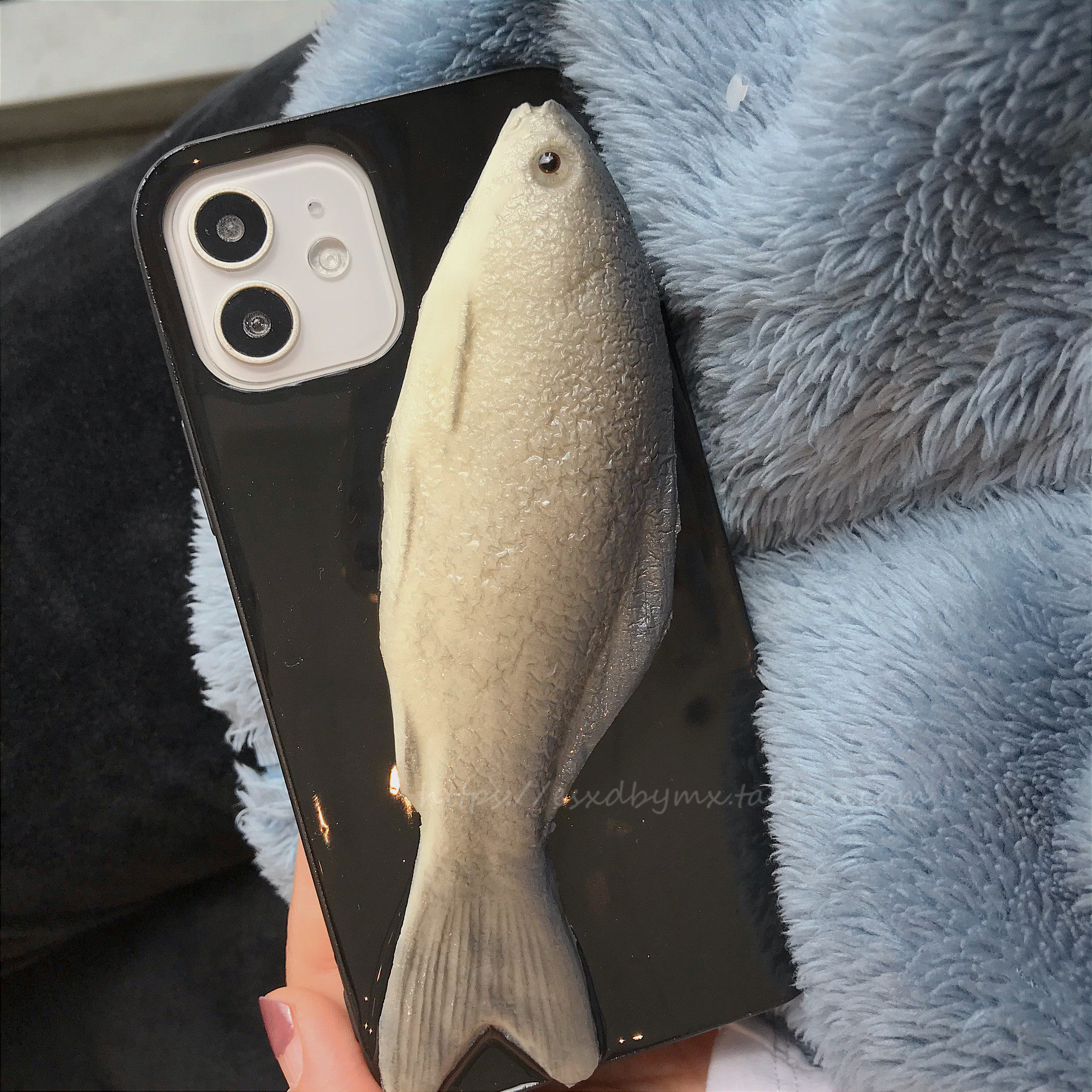 Three -dimensional salted fish mobile phone case Apple 13 niche black ...