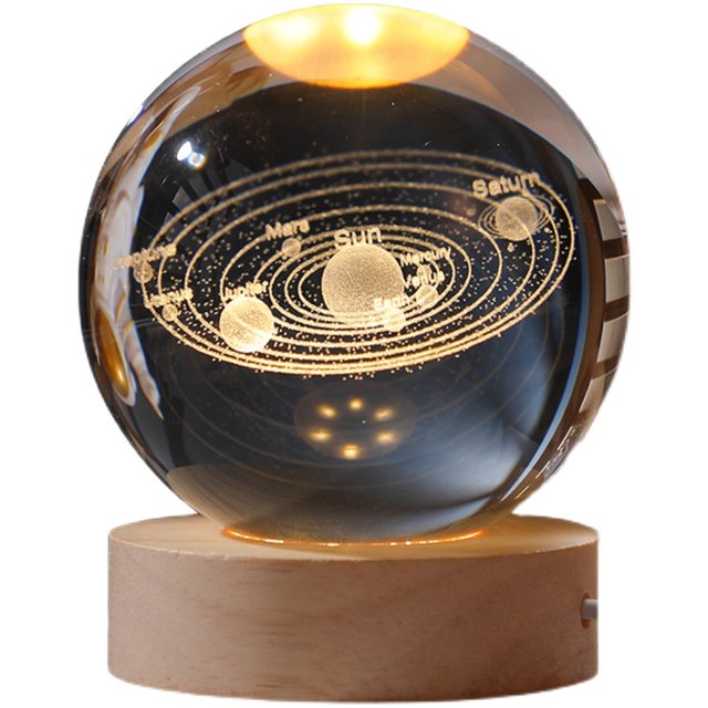 The solar system glowing crystal ball small night light desktop ...