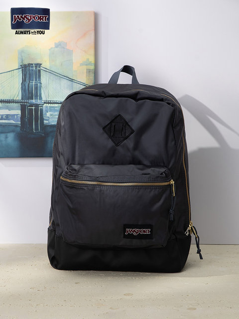 JanSport contrasting color splicing style smoke gray/new snow schoolbag ...