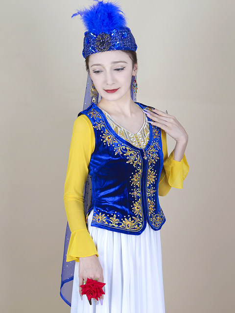 Xinjiang dance performance clothing for women, spring and autumn gold ...
