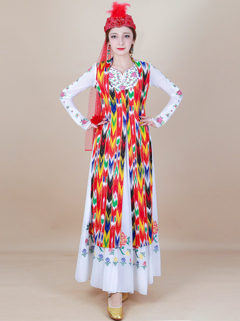 Xinjiang dance performance clothing new ethnic long style square dance ...