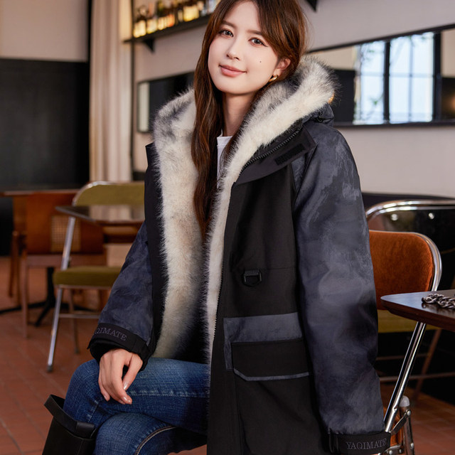 Parker Women's 2024 New Hot Style Mid-Length Mink Lined Fur Jacket ...