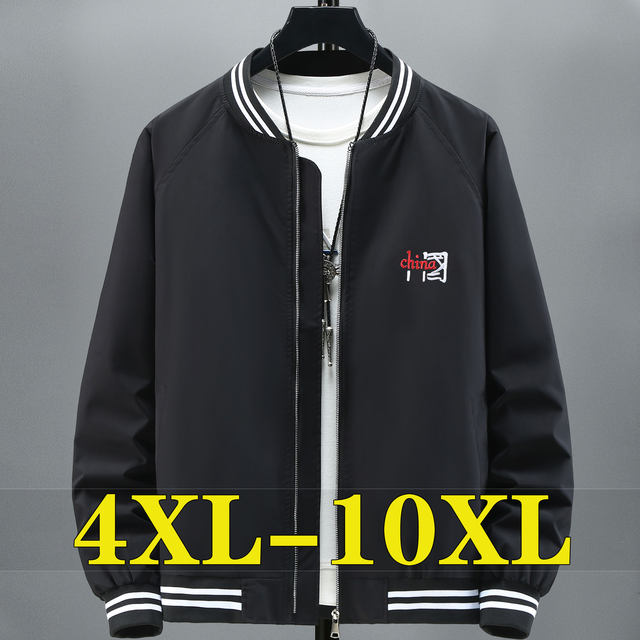 10XL zipper bomber jacket men's spring and autumn versatile large size ...