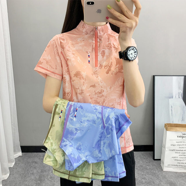 Summer printed quick-drying T-shirt women's thin breathable ice silk ...