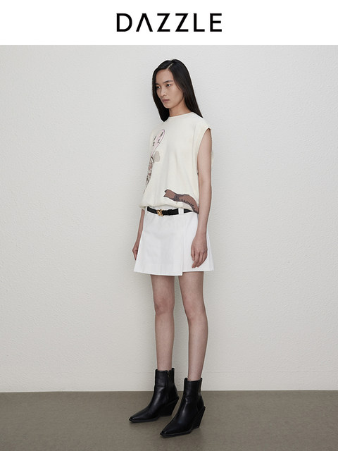 DAZZLE Disu wool sweater spring and summer women's clothing love Jixiang retro tennis style top