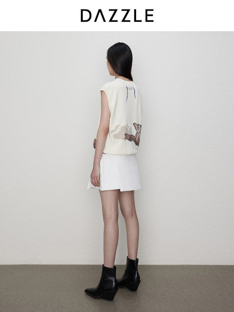 DAZZLE Disu wool sweater spring and summer women's clothing love Jixiang retro tennis style top