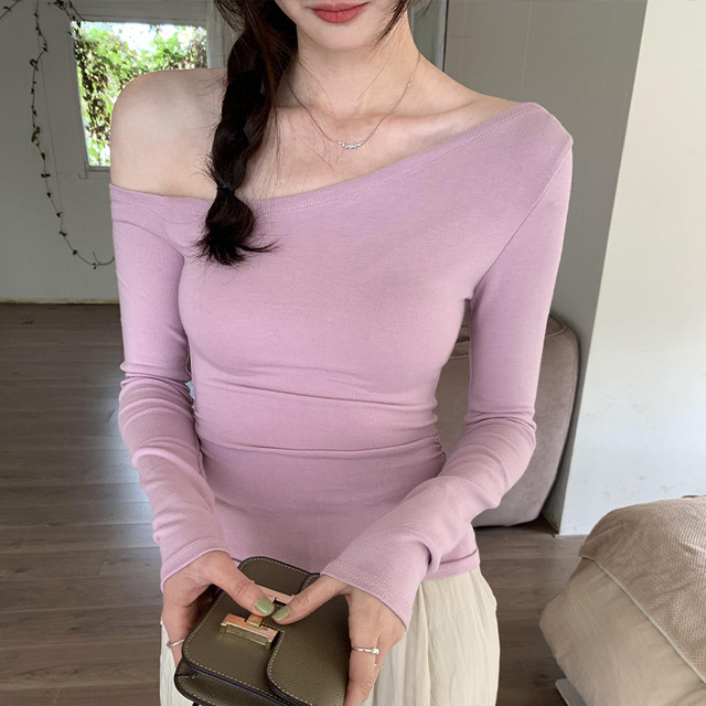 SUSEYIKU oblique shoulder long -sleeved T -shirt female autumn new ...