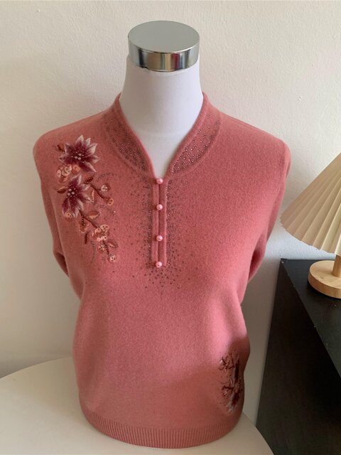 100%pure wool top female middle -aged mother in autumn and winter ...