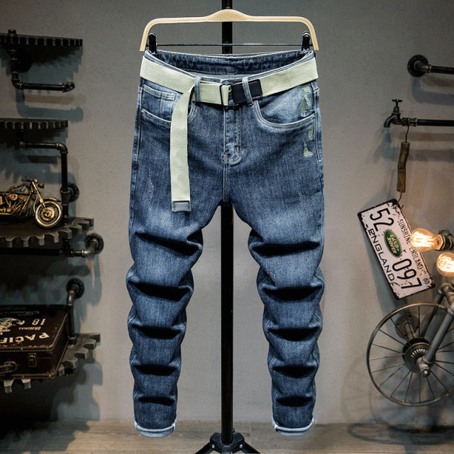 Autumn and winter elastic jeans men's Korean style trendy young slim ...