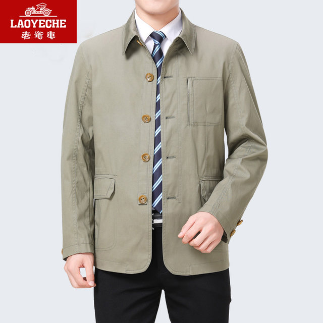 Classic car autumn dad pure cotton button casual jacket middle-aged and ...