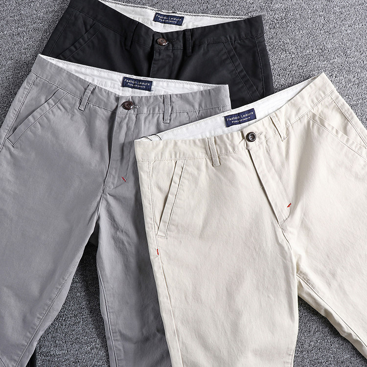 Plain thin versatile nine-point casual pants for men slim feet Korean ...