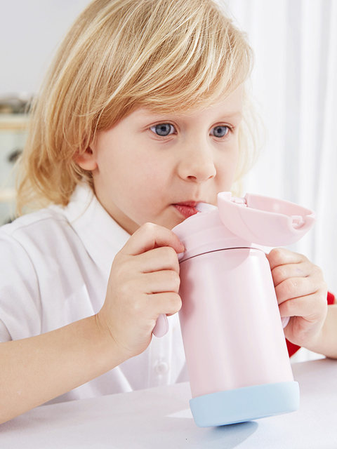 Face children's thermos cup with straw dual-purpose 316 stainless steel ...