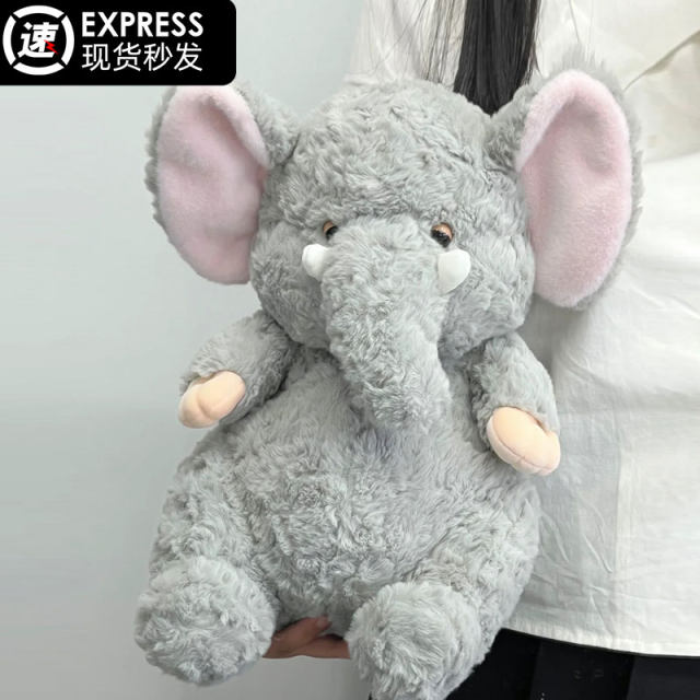 Ideal Lei Elephant Doll Sleeping and Holding Lazy Little Gray Elephant ...