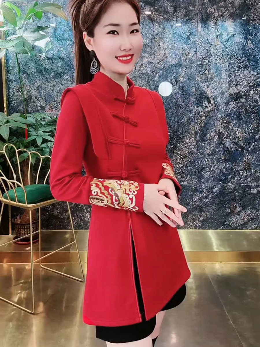 New Chinese style autumn and winter new mid-length tops for women 2024 ...