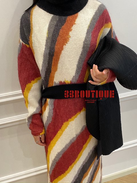 Spot! social-work designer style turtleneck diagonal striped printed ...