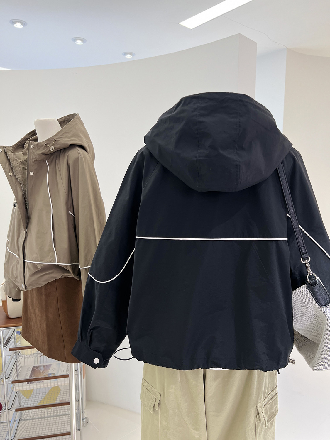 American retro lazy fashionable loose hooded versatile zipper ...