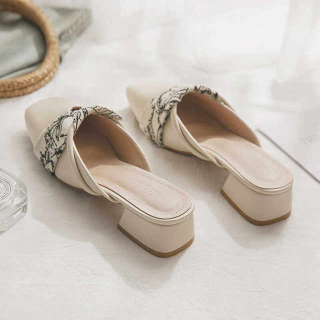 Sheepskin version ~ heelless lazy shoes French toe half slippers for ...