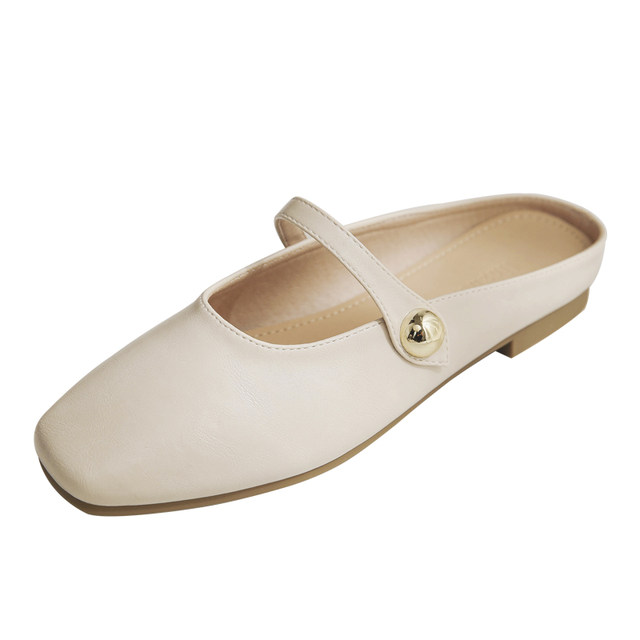 Sheepskin version~Flat-bottomed French style heelless lazy one-on-one ...