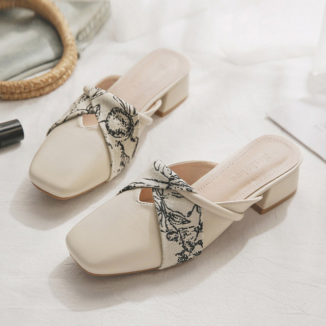 Sheepskin version ~ heelless lazy shoes French toe half slippers for ...