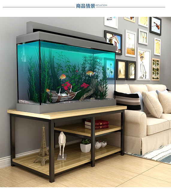 Steel wood solid wood fish tank bottom cabinet living room fish tank ...