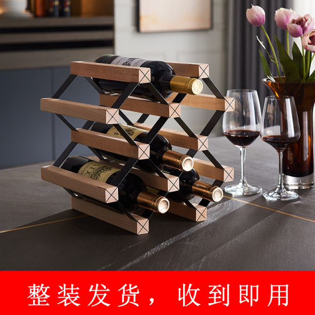 Red wine rack ornaments diamond grid light luxury high-end wine rack ...