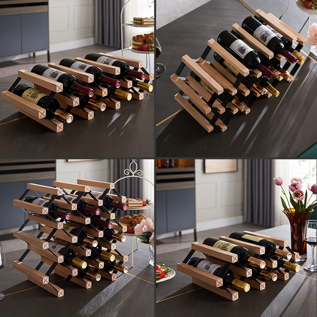 Red wine rack ornaments diamond grid light luxury high-end wine rack ...