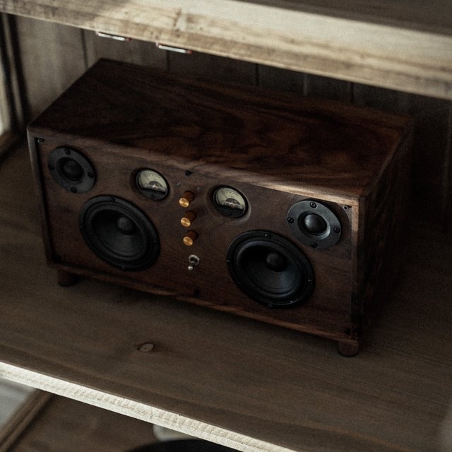 Handmade solid wood bluetooth speaker subwoofer black walnut wood retro ...