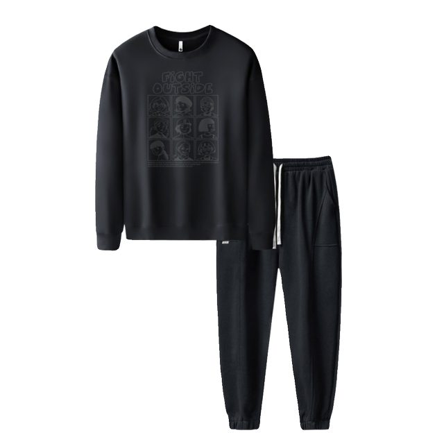 Plus size sweatshirt and sweatpants suit men's sports and leisure two ...