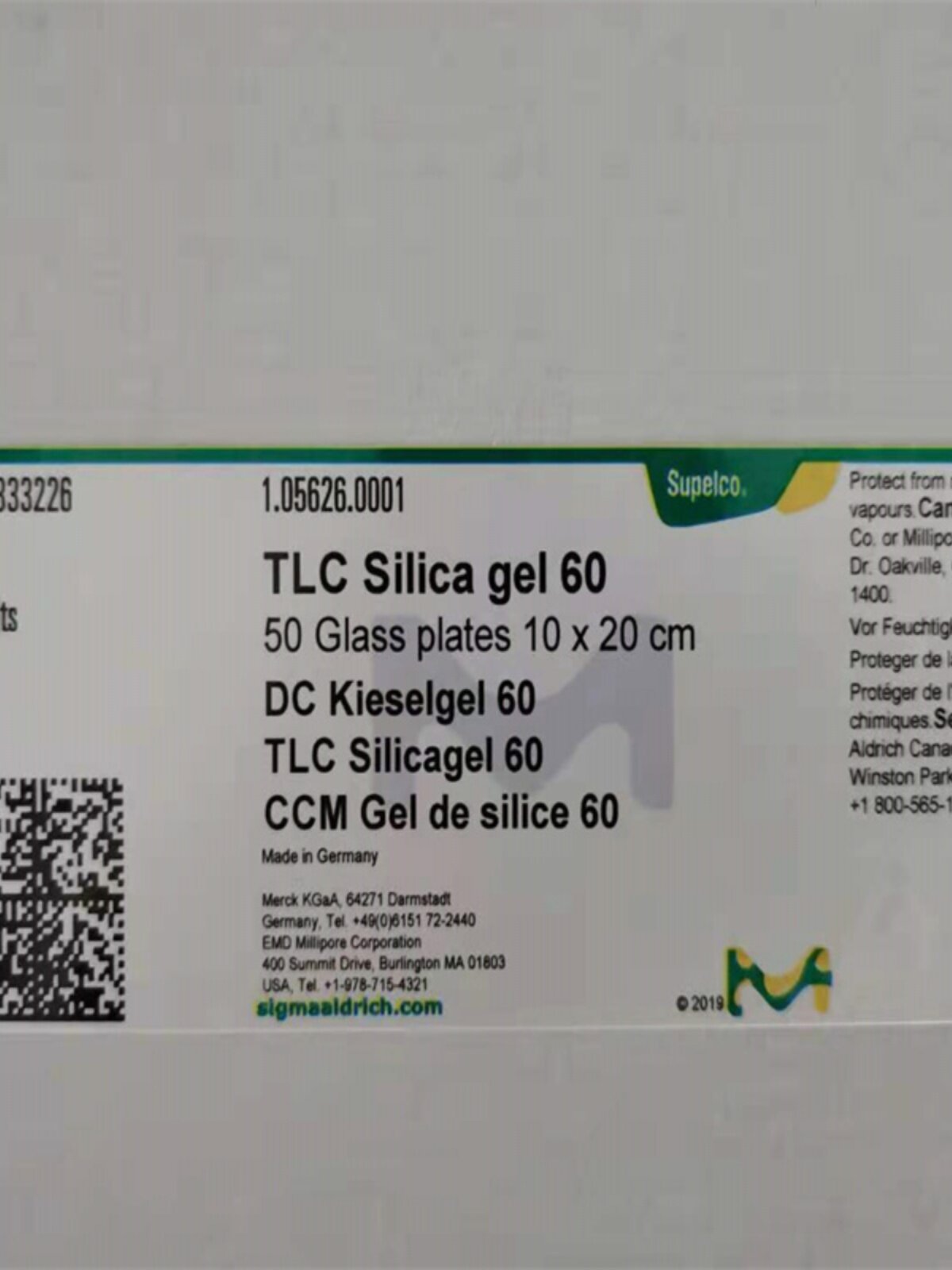 Merck TLC シリカゲルプレート 10x20cm - 1.05626.0001
