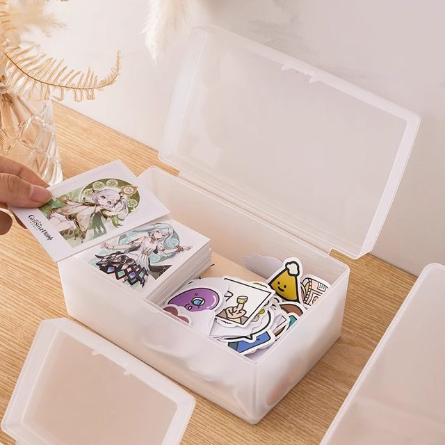 Card storage box transparent desktop small items sundry storage box ...