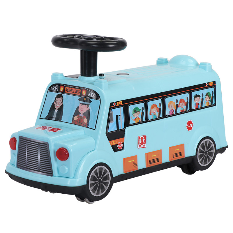 School Bus Baby Scooter - 4-Wheel Walker with Music & Lights