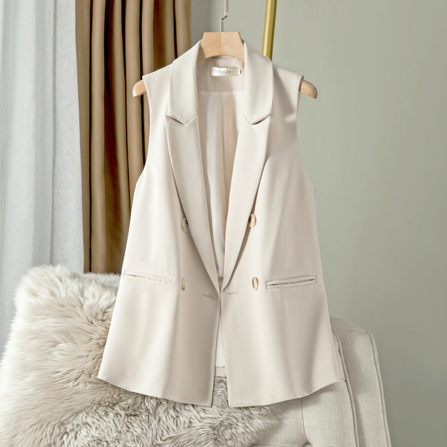 Beige vest thin section spring and summer new 2024 women's vest large ...