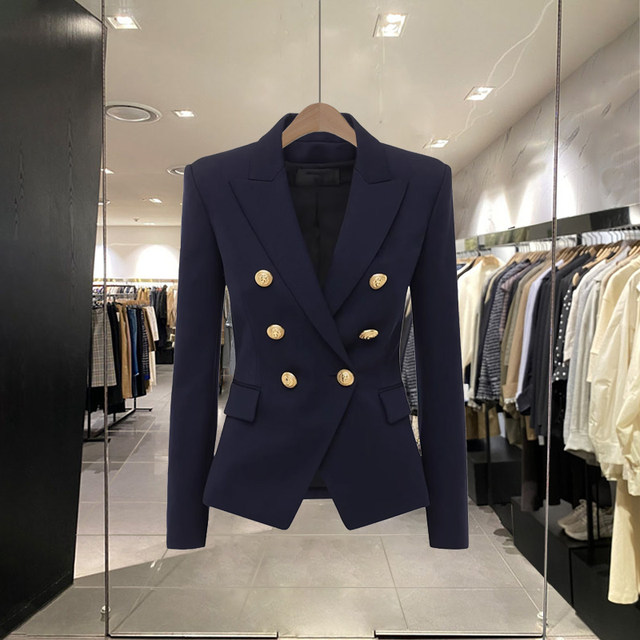 Fashion classic black double-breasted suit jacket for women 2024 new ...